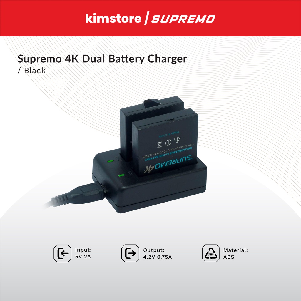 ★KIMSTORE Supremo 4K Dual Battery Charger - Black | Lazada PH