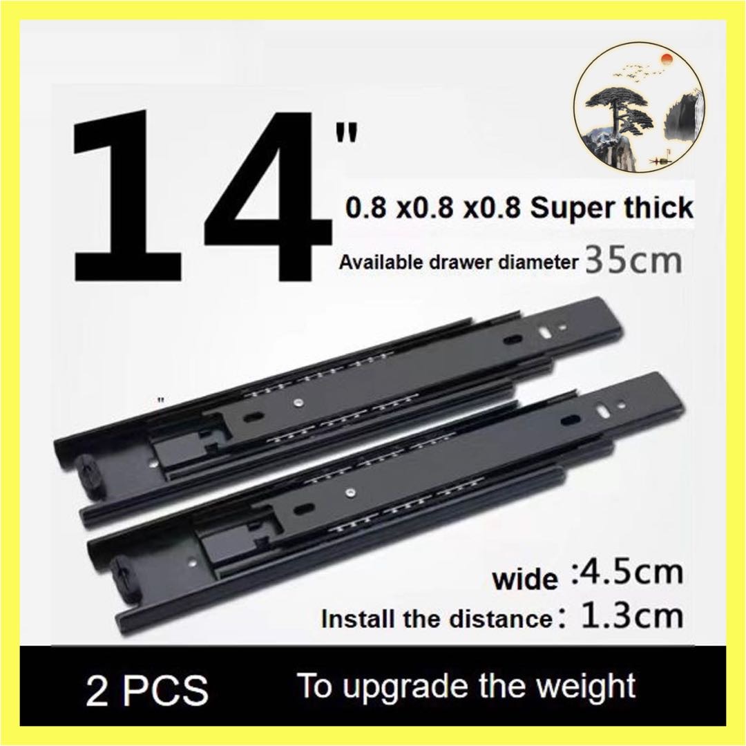 Three-Section Rail Drawer Guide Full Extension Ball Bearing Heavy Duty ...