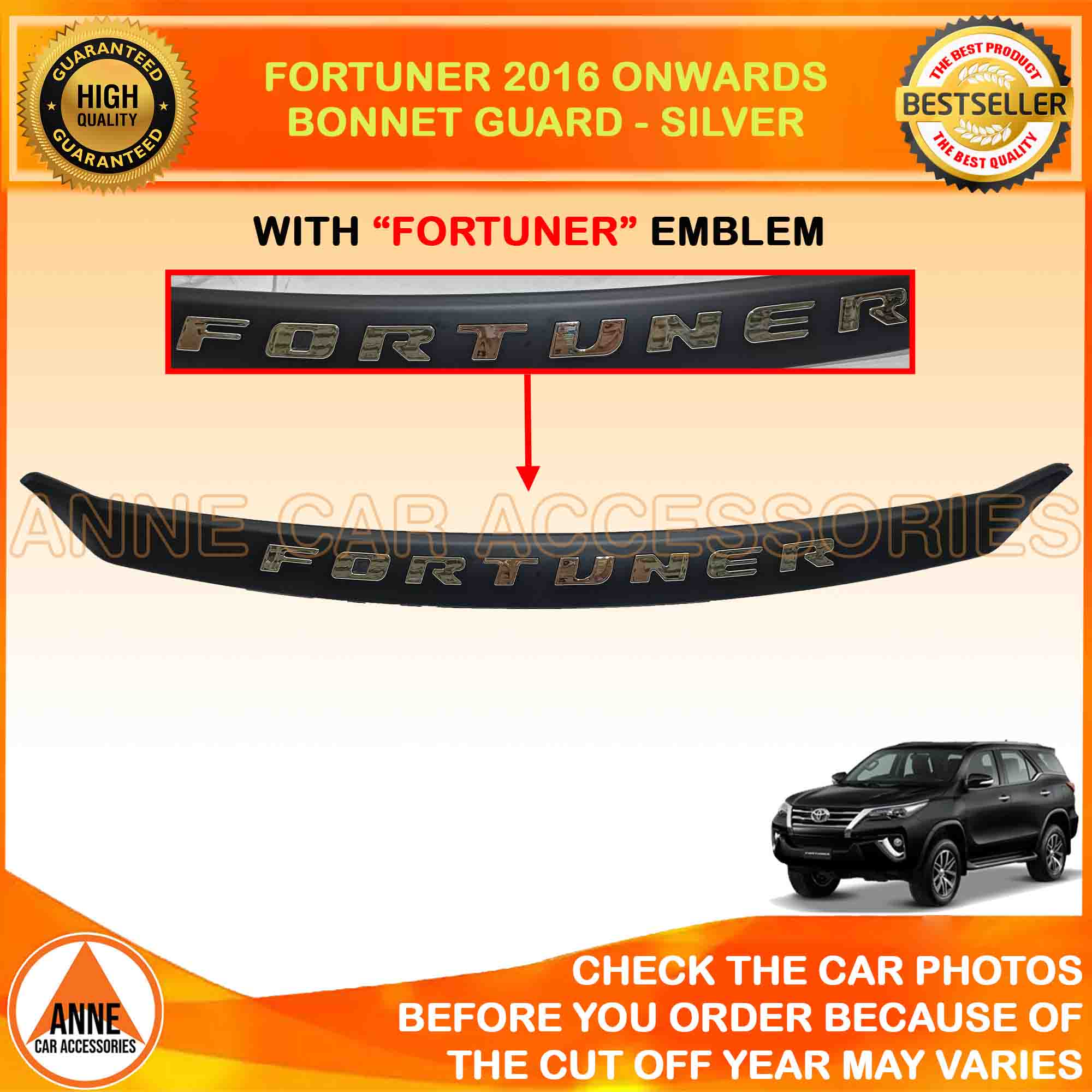 Hood Lip Bonnet Guard for Toyota Fortuner 2016 2017 2018 2019 2020 2021 ...