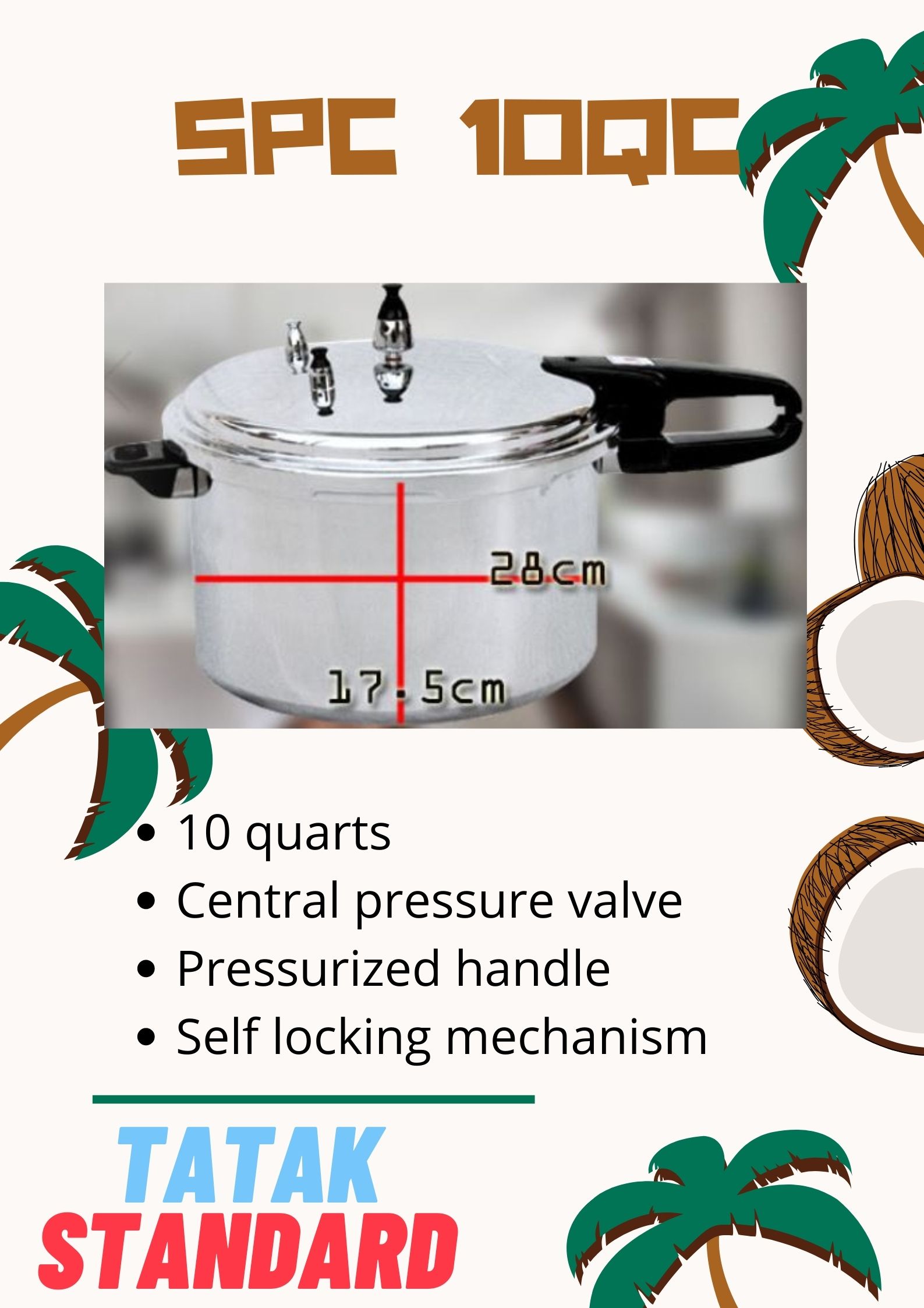 Standard Pressure Cooker Aluminum 10 Quartz SPC 10QC | Lazada PH