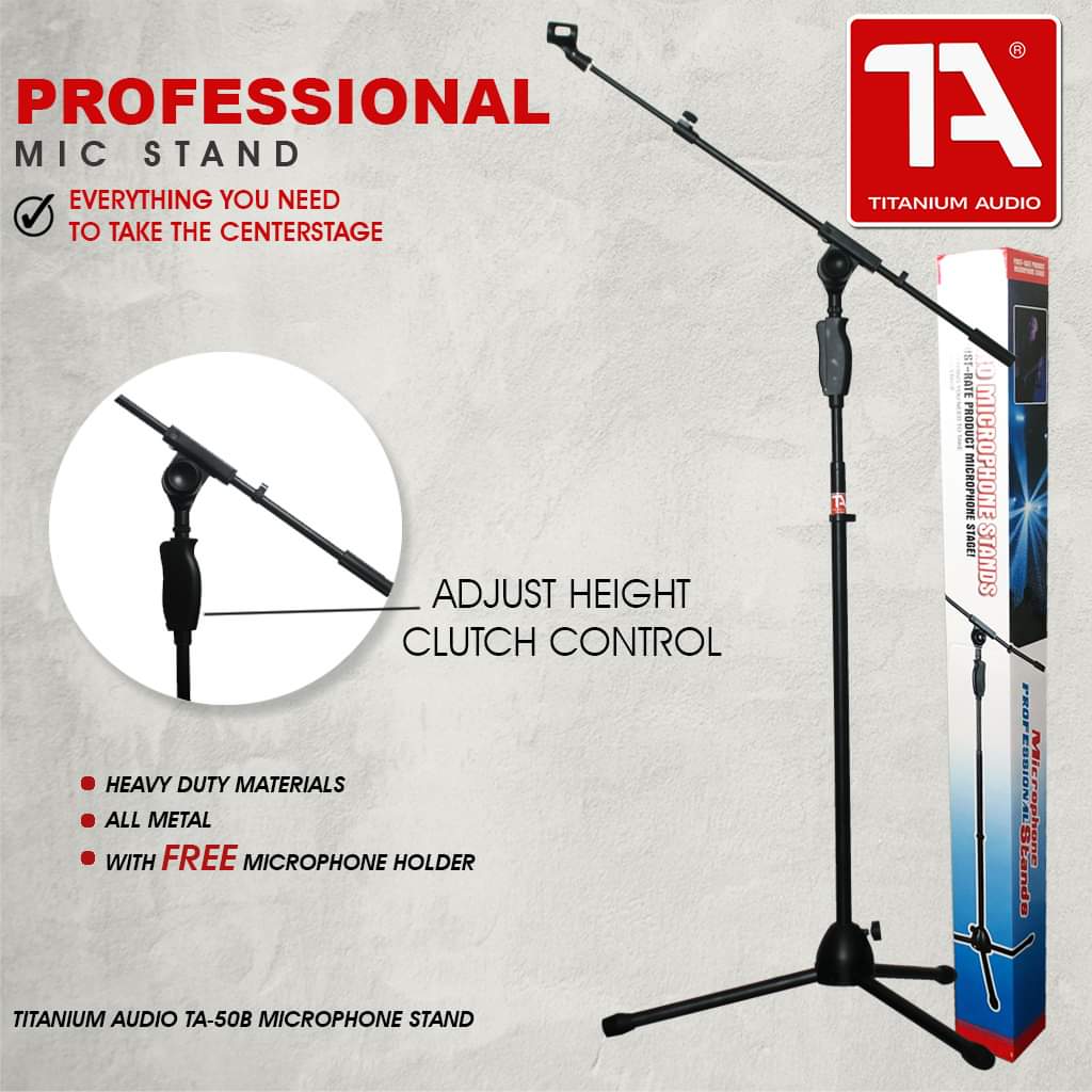 Titanium Audio TA 50B Microphone Stand / Heavy Duty / Metal / Mic Stand ...
