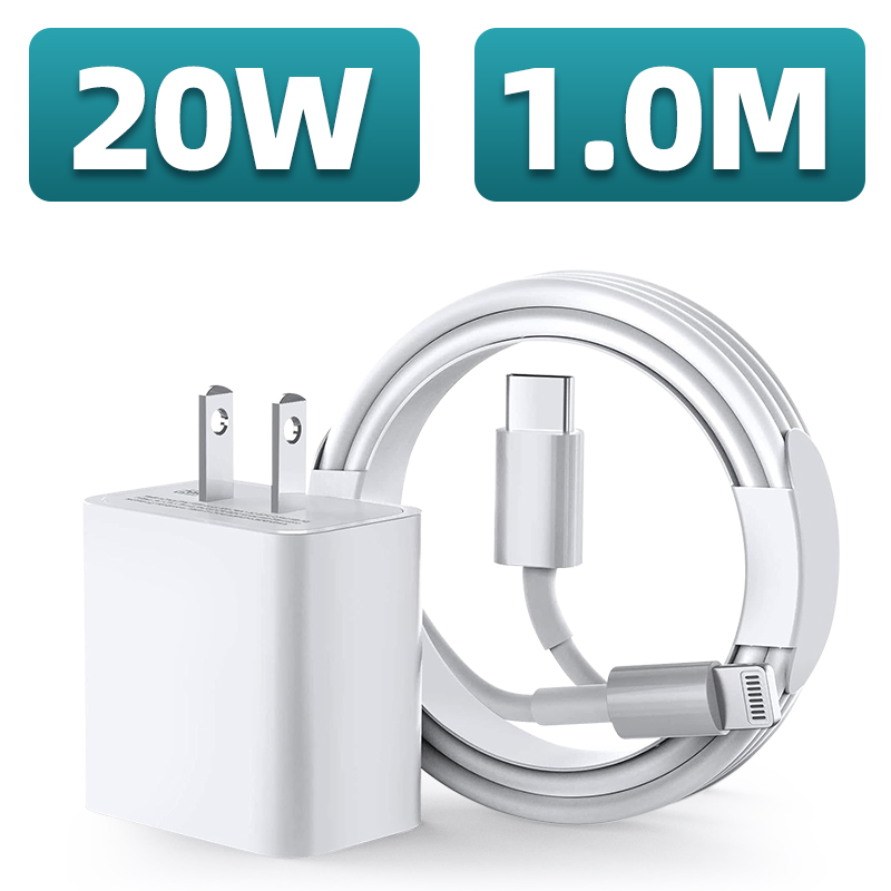 BLUESKY Fast Charger Adapter+PD 20W Fast Charging Cable Support iPhone ...