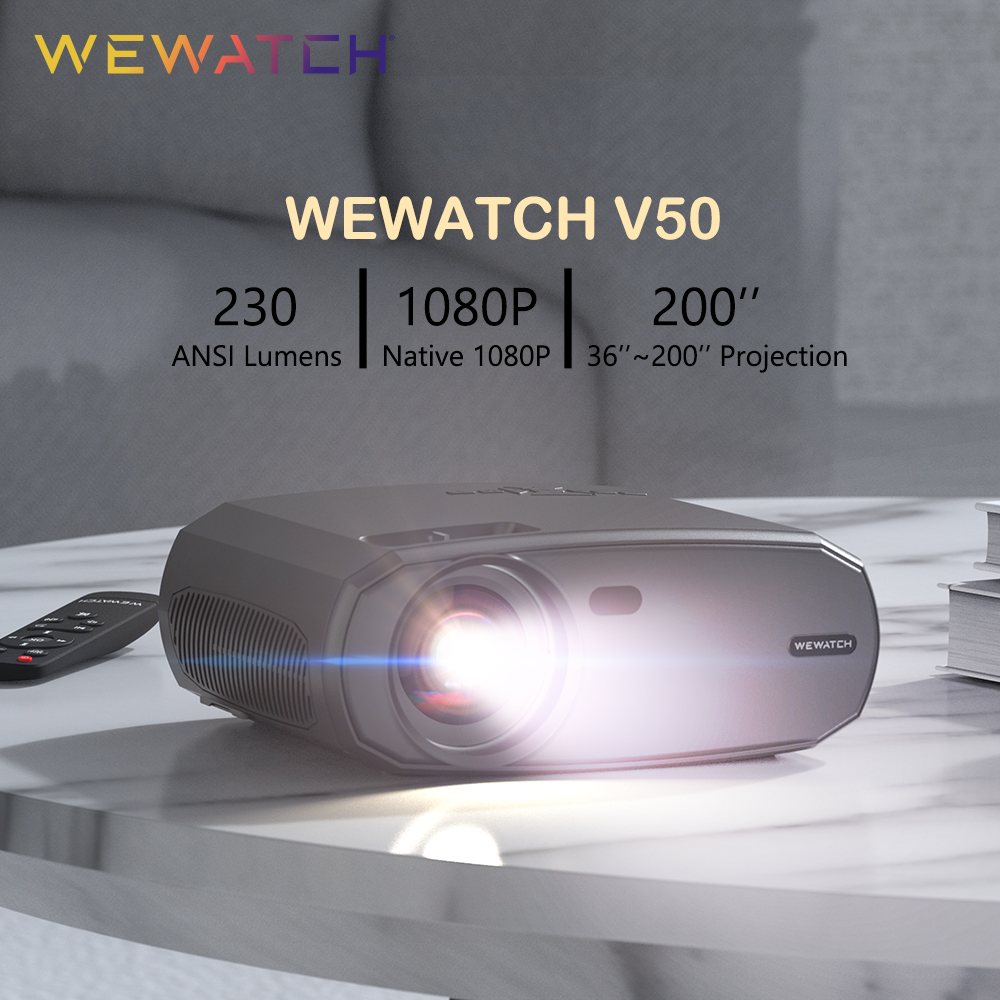 WEWATCH V50 Portable 5G WIFI Projector Mini Smart Real 1080P Full HD ...