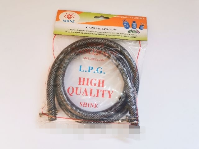 LPG Hose Shine gaz LPG Stainless Hose w/clamp 3/8”x1.8M , 3/8”x1.25m ...