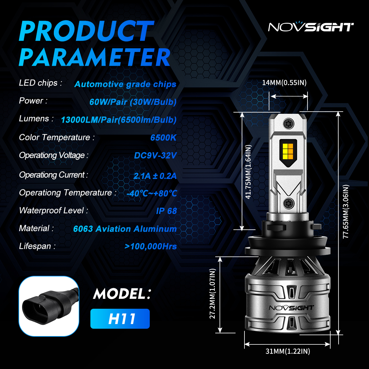 NIGHTEYE N61T LED Car Headlight 9005 9006 9012 H4 H7 H11 LED Headlight Bulb High/Low/Fog Light ...