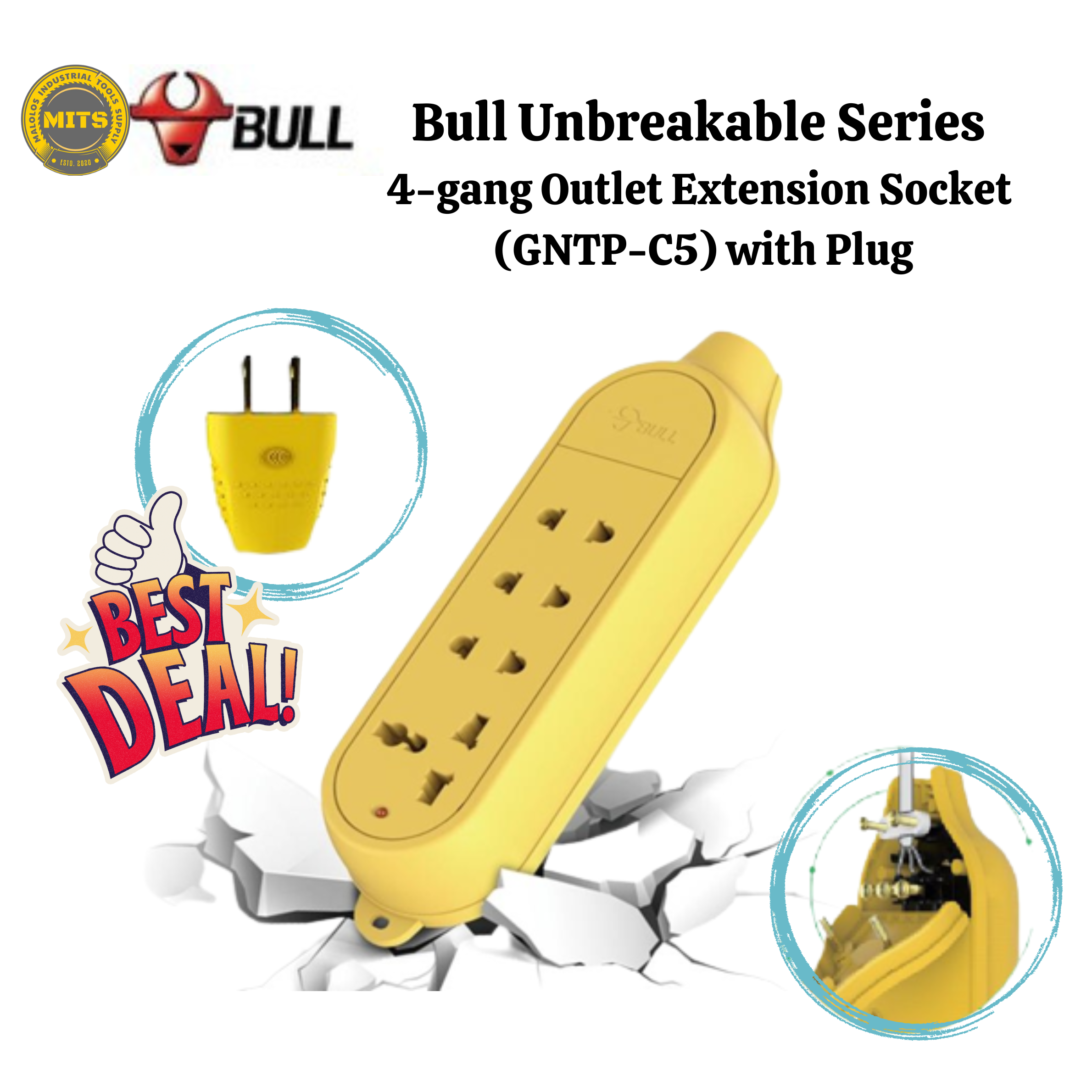 Original Bull 4 gang outlet with Free Plug | Lazada PH