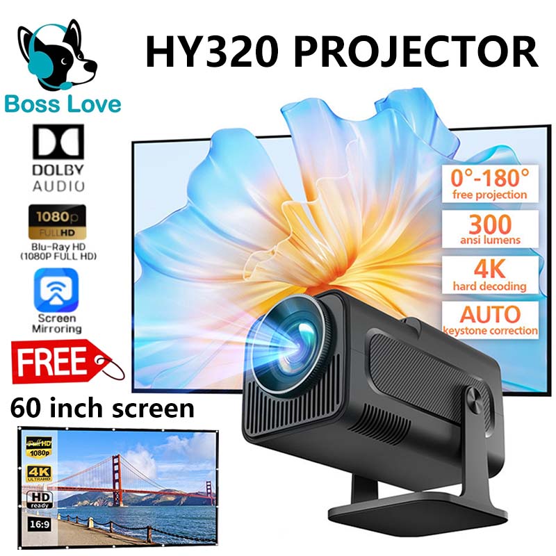 HY320 Projector 10000 Lumens 4K HD Support WIFI6 5G Autofocus Multi-functional Smart Projector ...