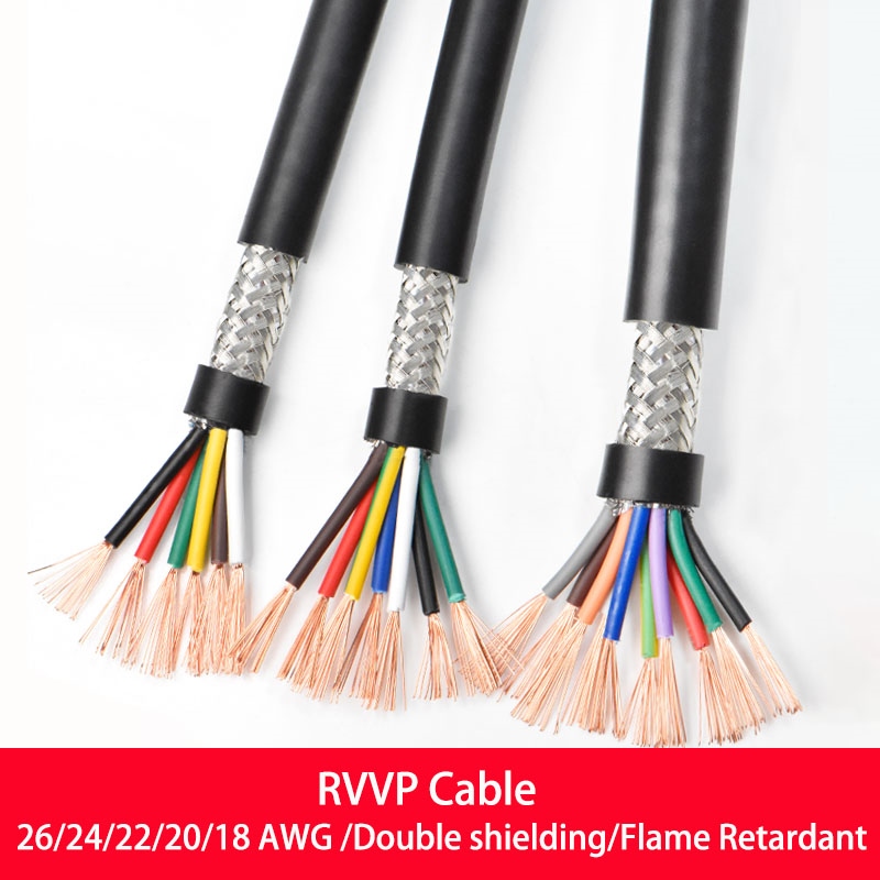 RVVP Shielded Cable 26/24/22/20/18/17AWG 2/3/4/5/6/7/8 Cores Shielded ...