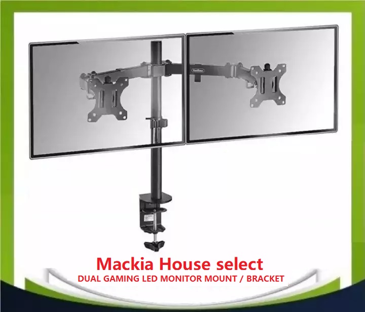 DUAL GAMING LED MONITOR MOUNT / BRACKET C-Clamp and Grommet 13KG per ...