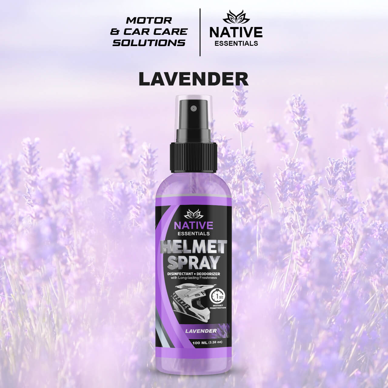 Helmet Disinfectant & Deodorizer Spray (50ml & 100ml) Multipurpose Antibacterial Spray by Native ...