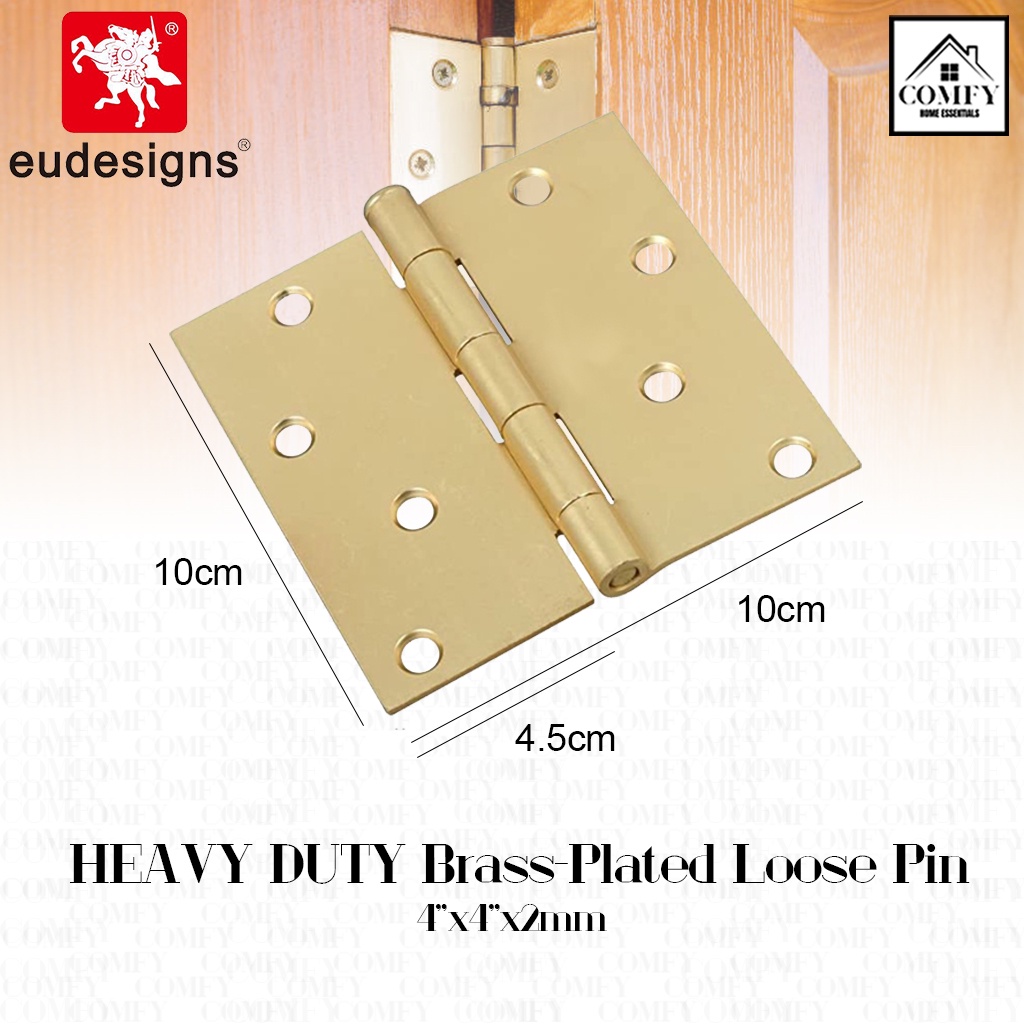(ONE PAIR) HEAVY DUTY Brass Plated Loose Pin Door Hinge Hinges (3x3 / 3 ...