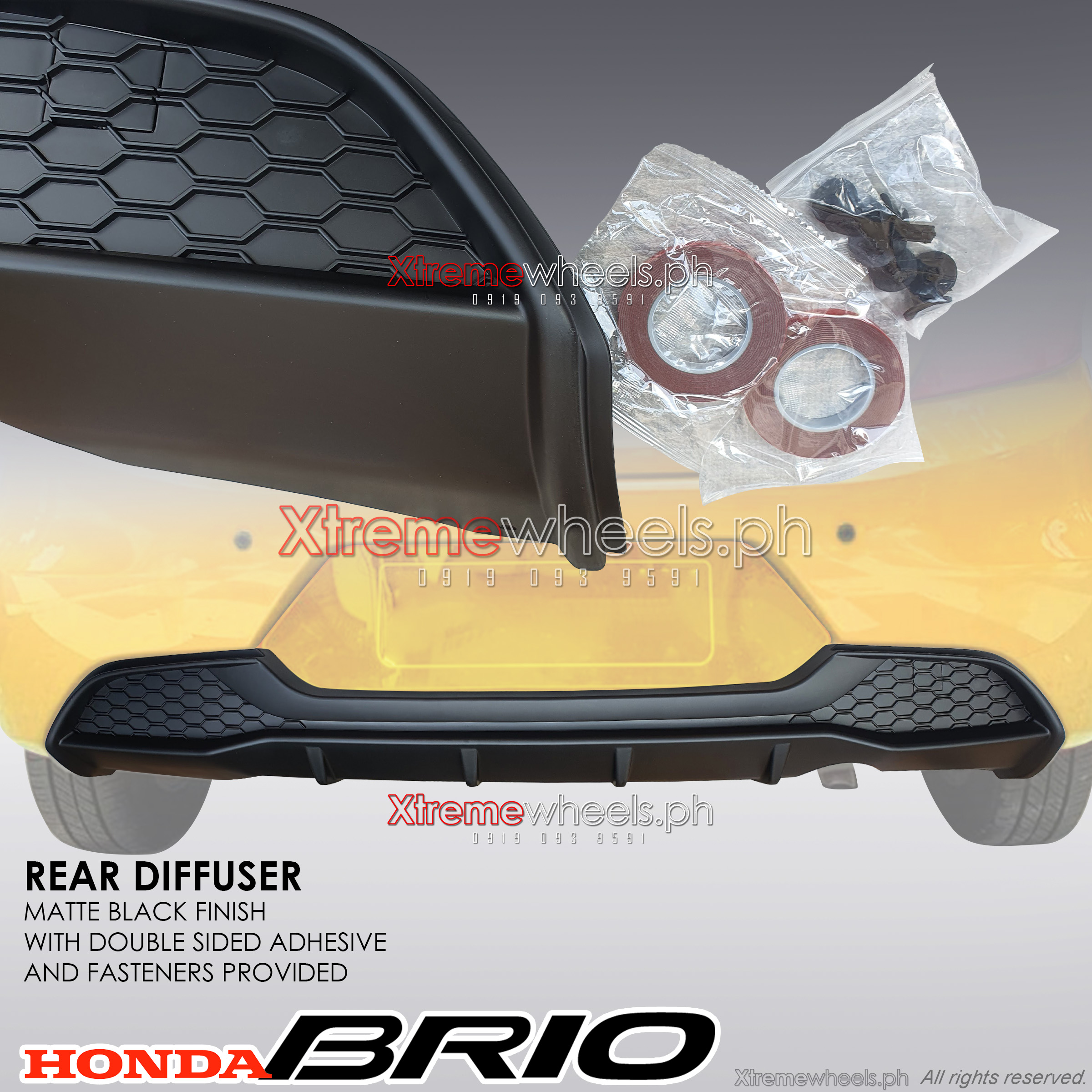 Honda Brio 2019-2023 Rear Bumper Diffuser Matte Black ( Brio car ...