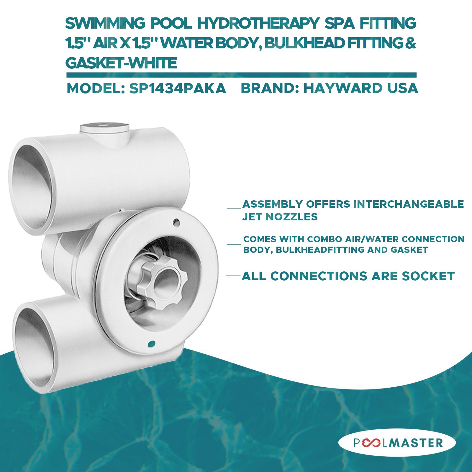 Hayward SP1434PAKA Hydrothermal Spa Fitting 1.5" Air x 1.5" Water Body ...