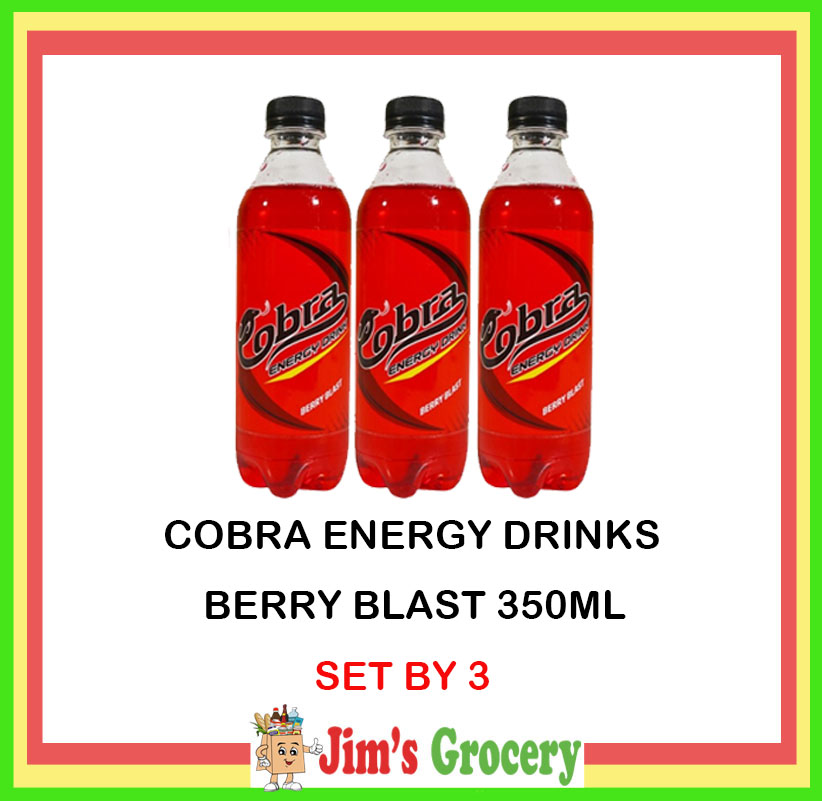 JIMS COBRA ENERGY DRINK Berry Blast red 350ml (bundle by 3) | Lazada PH