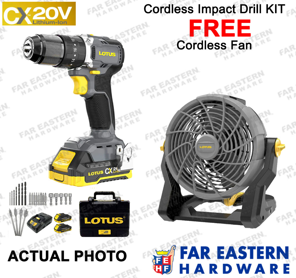 LOTUS Cordless Brushless Impact Hammer Drill Kit 13mm 20V CXHD20V-80BL ...