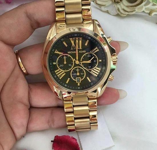 Mid-Size Black Dial Chronograph Gold-tone Women's Watch - MK5739 ...