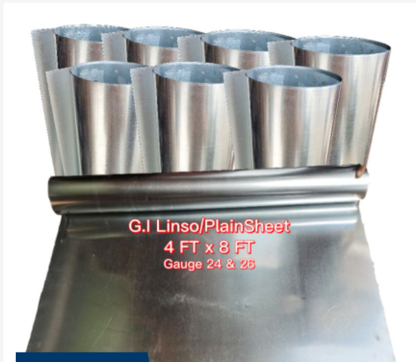 G.I PlainSheet Linso 1 whole Sheet 4 FT x 8 FT Gauge 24 & 26 available also 3FTx8FT Galvanized ...