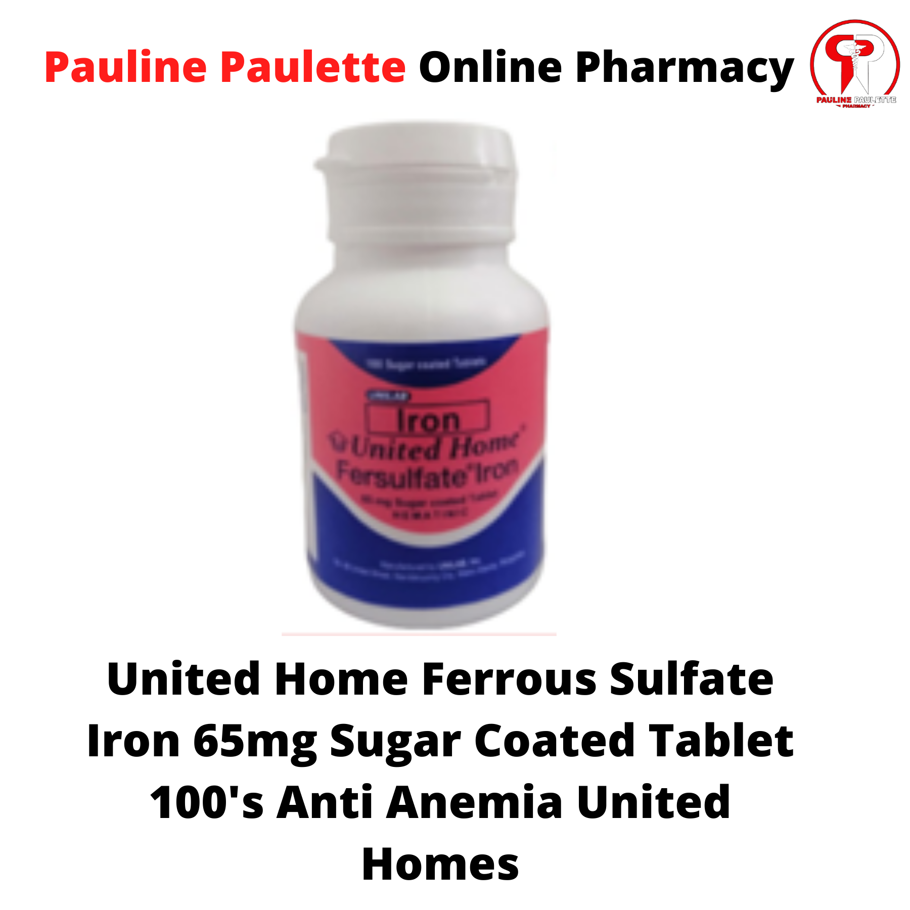 United Home Ferrous Sulfate Iron 65mg Sugar Coated Tablet 100's Anti ...
