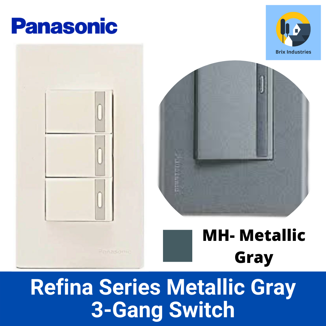 Panasonic Metallic Gray Refina Series 1 Way Switch Set 1 2 or 3 Gang or ...