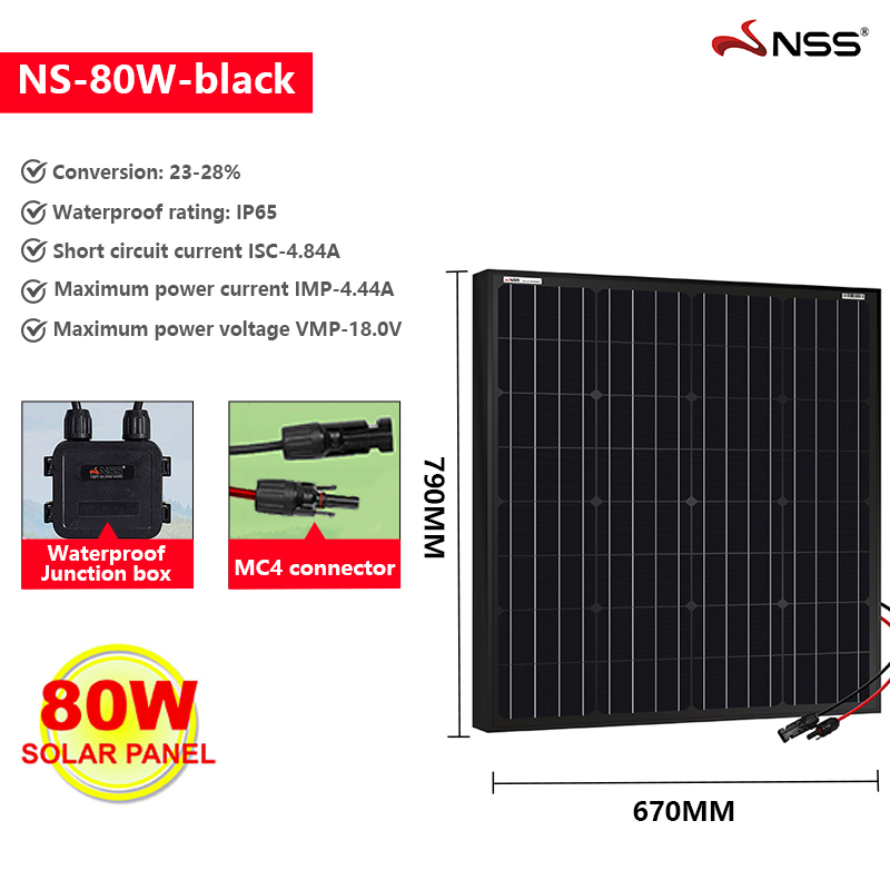 NSS 80W 50W 30W 20W Solar Panel 18 Volt Pv Solar Module Solar Cell ...