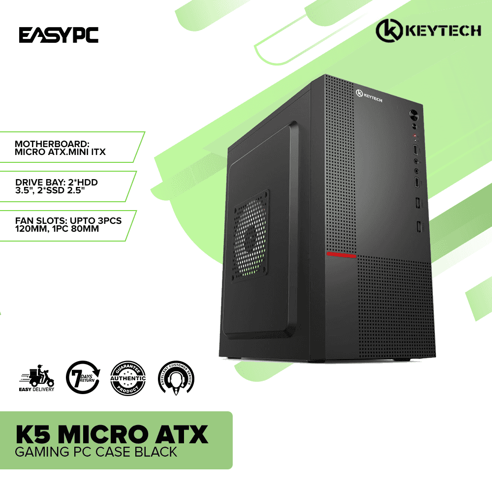 EasyPC | Keytech K5 Micro ATX Gaming PC Case Black Desktop Casings For ...