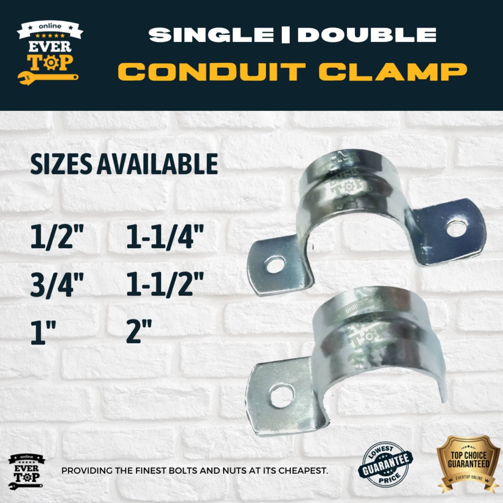 1/2" - 2" CONDUIT CLAMP GALVANIZED (GI) SINGLE/DOUBLE 1HOLE 2HOLE SOLD ...