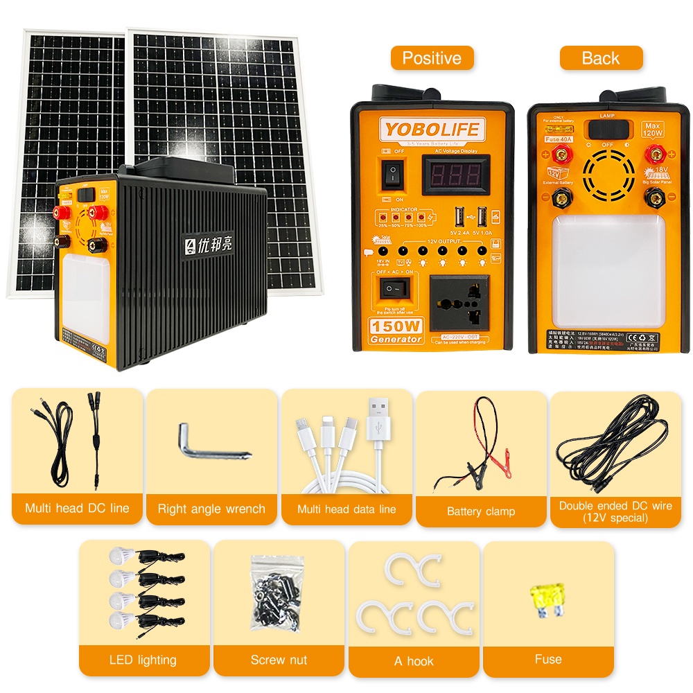 220V 150W Solar Portable Powerbank 50400mA Multi-Function Portable Big ...