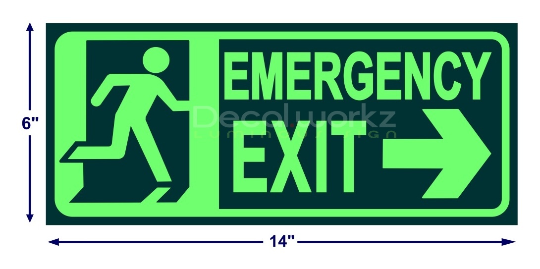Reflectorize or Luminous EMERGENCY EXIT ARROW SIGN in 3mm Sintra Board ...
