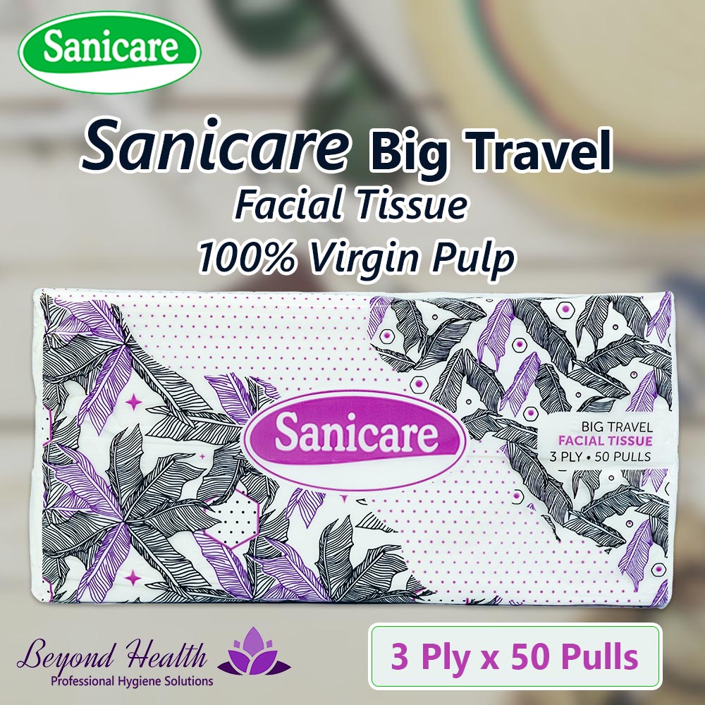 Sanicare Big Travel Pack Facial Tissue 3Ply 50 Pulls Violet Beyond Home ...