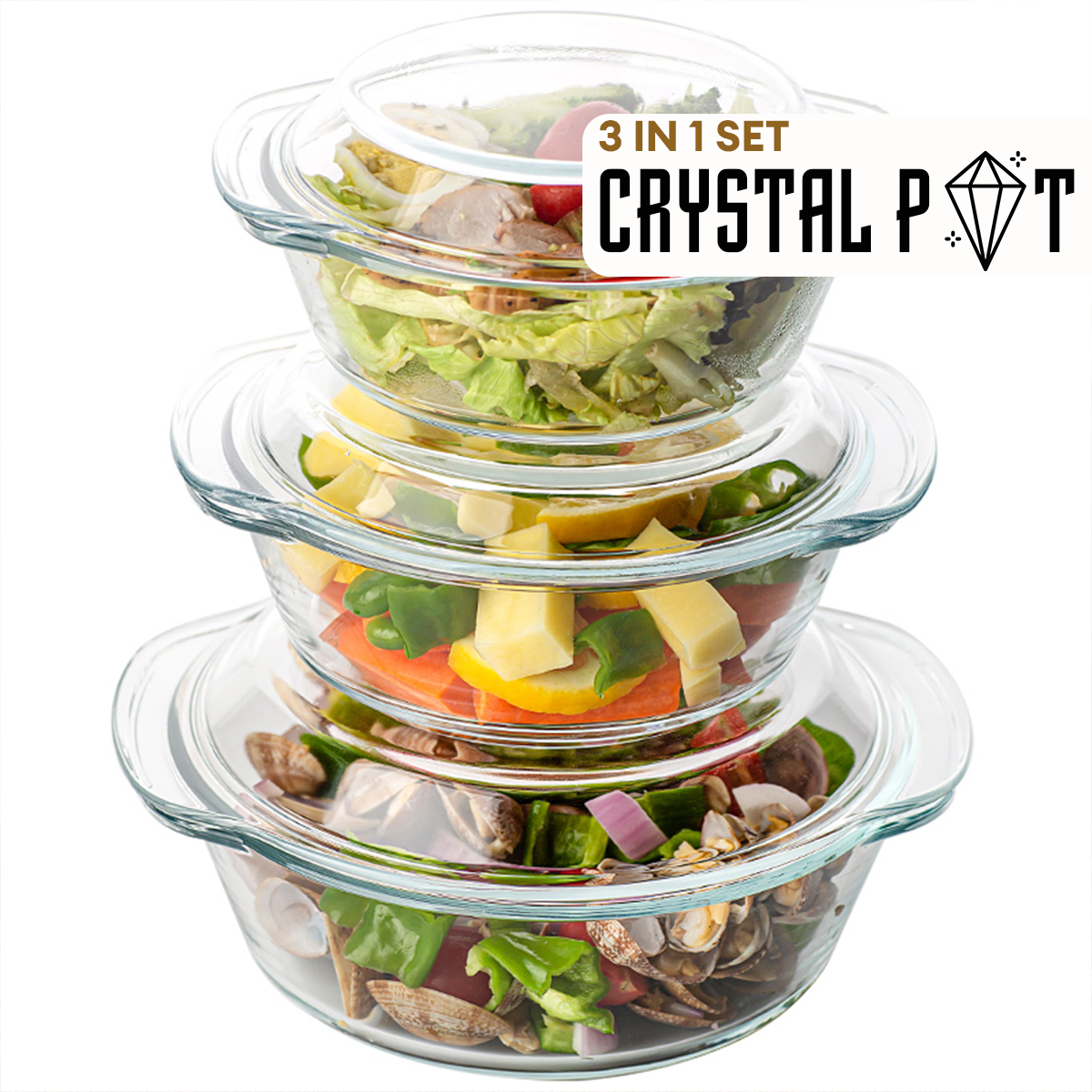 Locaupin Clear Borosilicate Glass Oven Safe Serving Casserole Dish ...