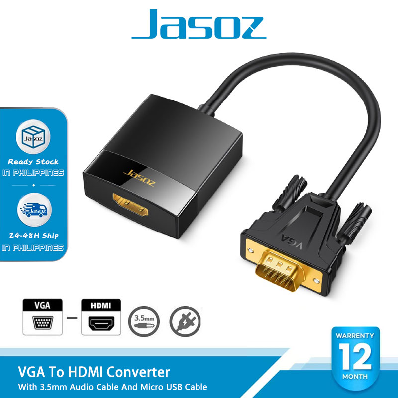 Jasoz VGA to HDMI Adapter 1080P VGA HDMI Adapter Video Converter Cable ...
