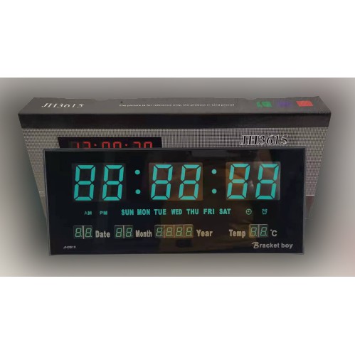 ( JH3615 ) 15 Inch Large Digital Display LED Wall Clock ( GREEN ...