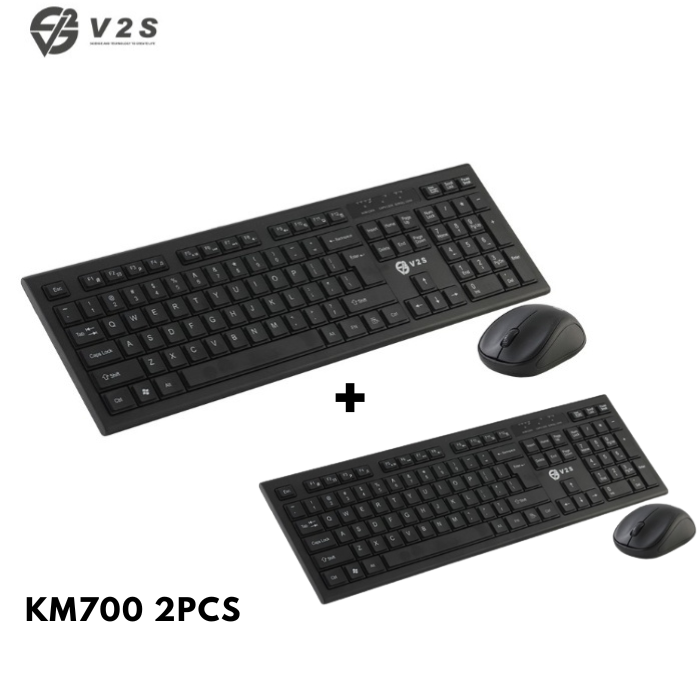V2S KM-700 2.4G Ultra Slim Design Universal Wireless Keyboard and Mouse ...