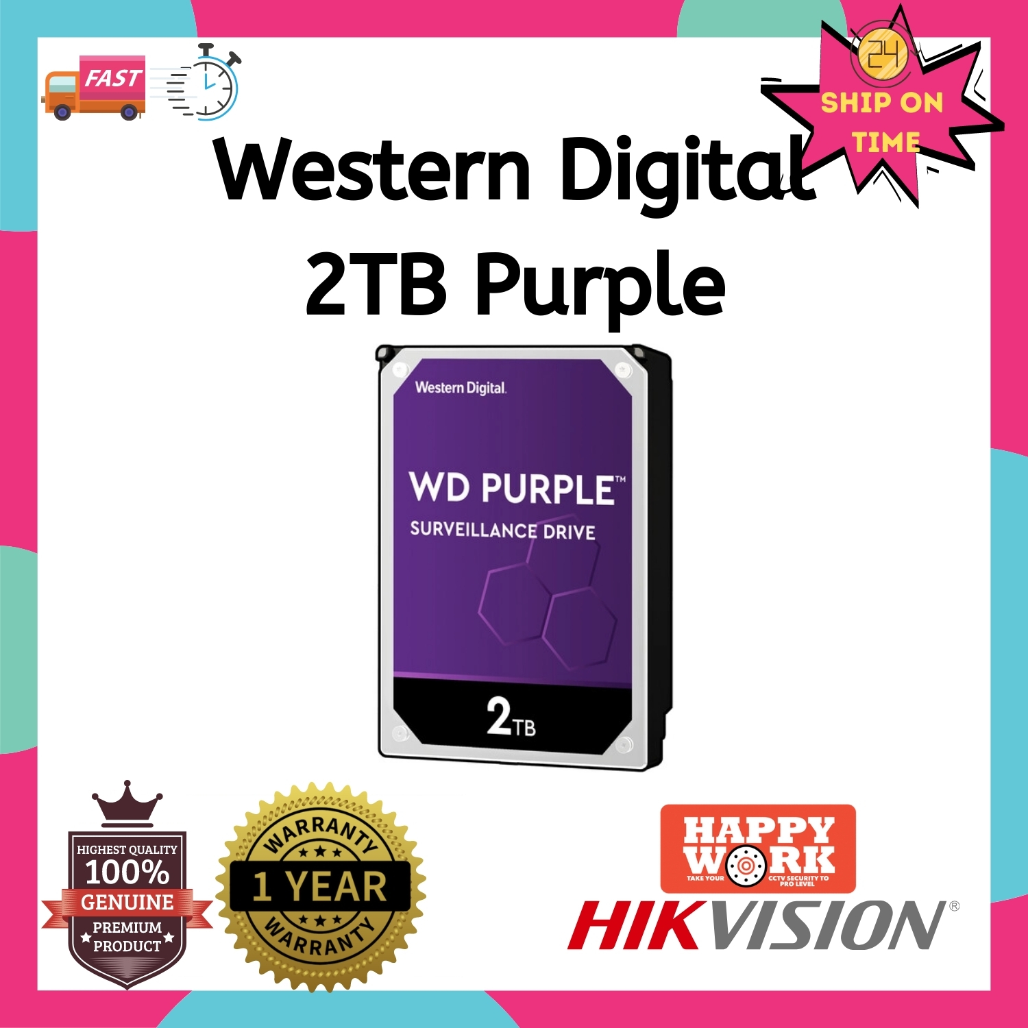 Hikvision WD Purple 2TB Surveillance Hard Disk Drive WD20PURX | Lazada PH