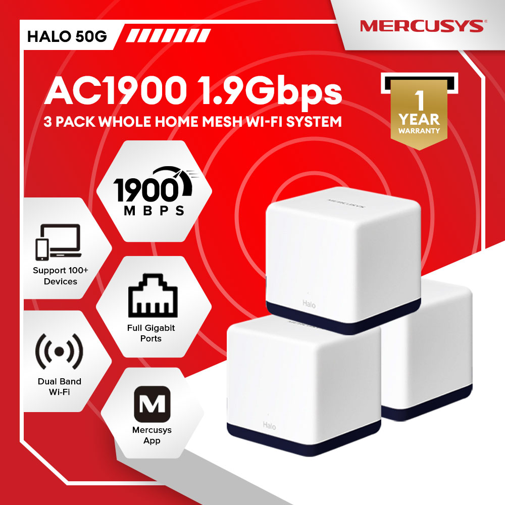 Mercusys Mesh Wifi Extender | Halo H50G (3-Pack) | AC Mesh Router ...