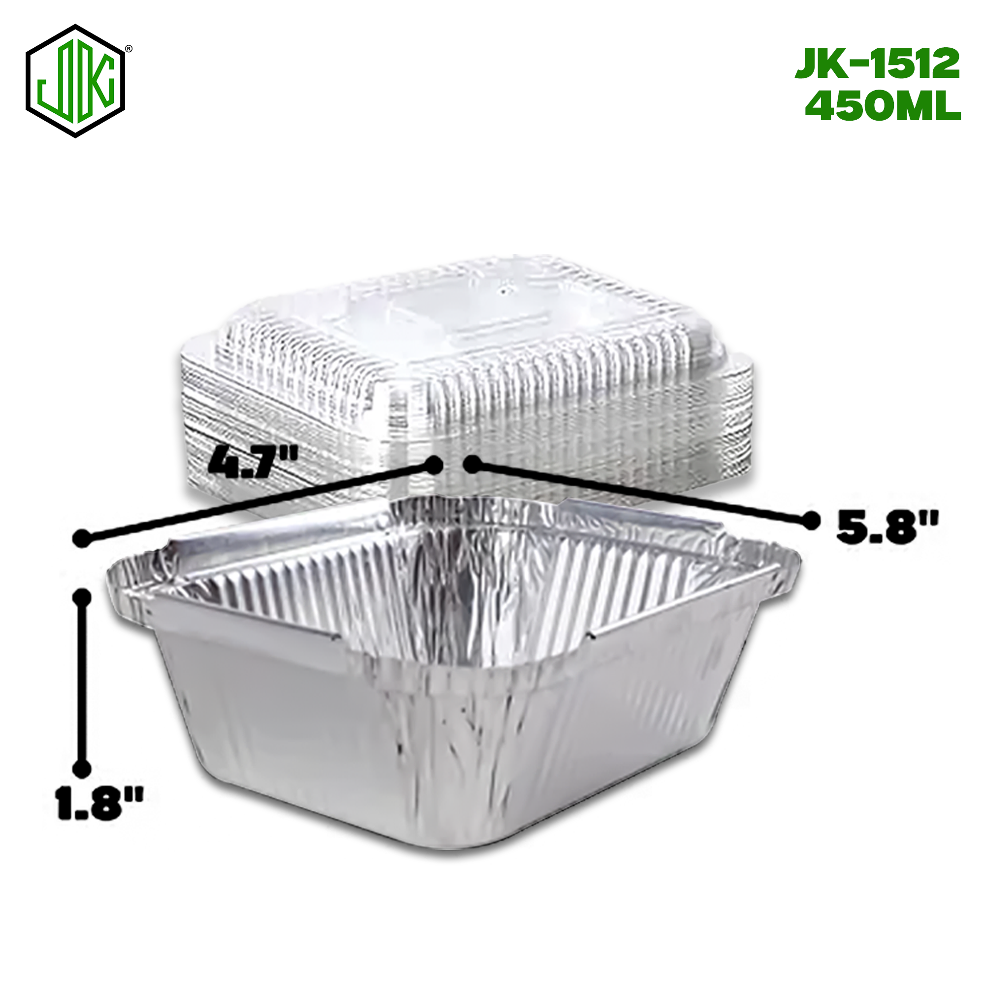 JKM 10pcs Aluminum Tray Rectangular Pan With Plastic Lid Cover 450ml ...