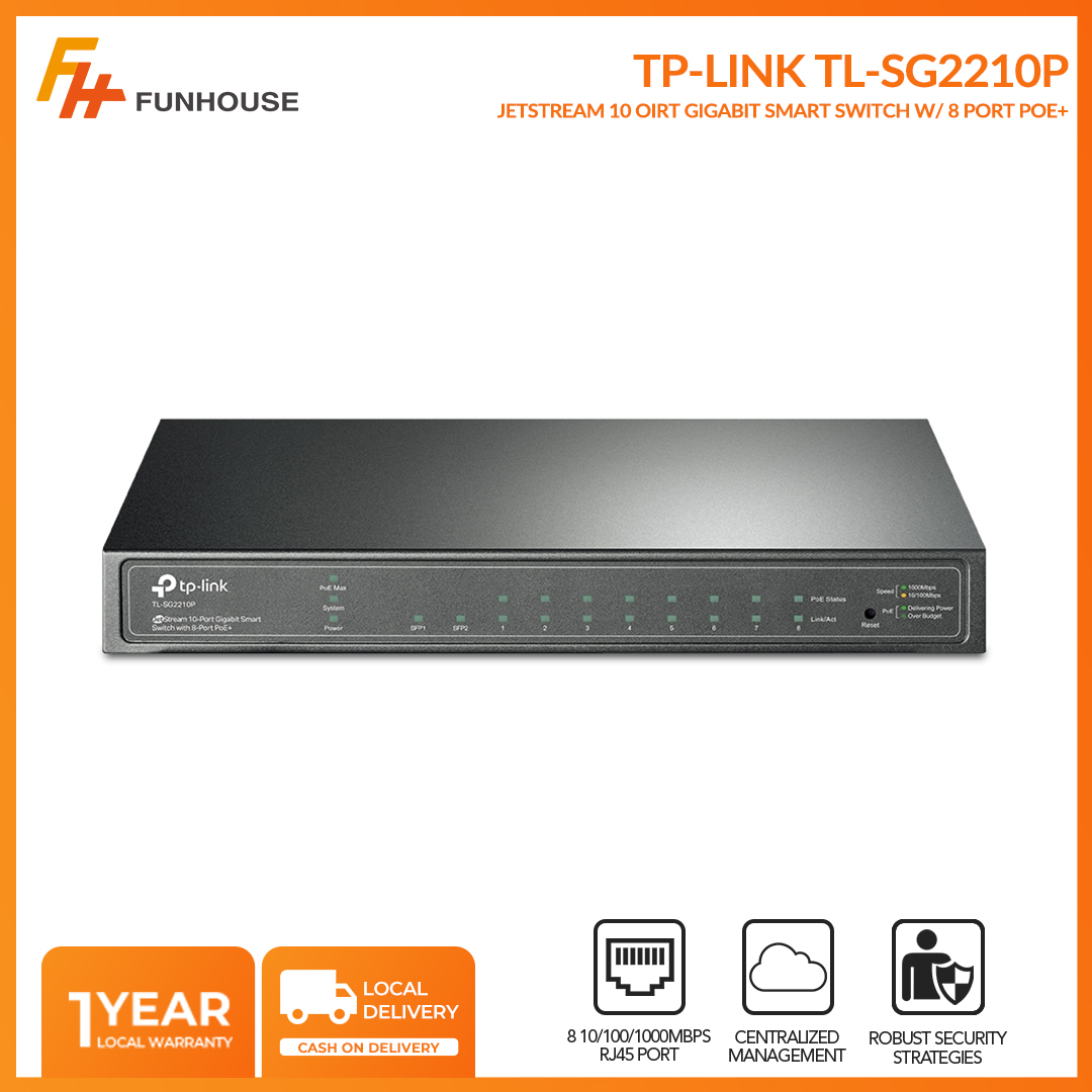 TP-Link TL-SG2210P JetStream 8-Port Gigabit Smart PoE Switch with 2 SFP ...