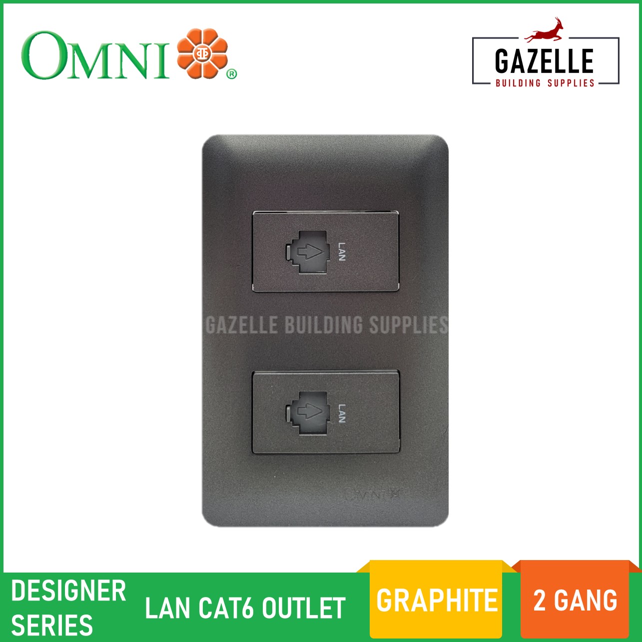 Omni Designer Series LAN CAT6 Outlet Graphite 2 Gang | Lazada PH