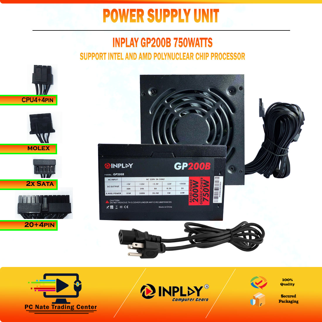 Inplay GP200B Power Supply Unit 750w (PSU). | Lazada PH