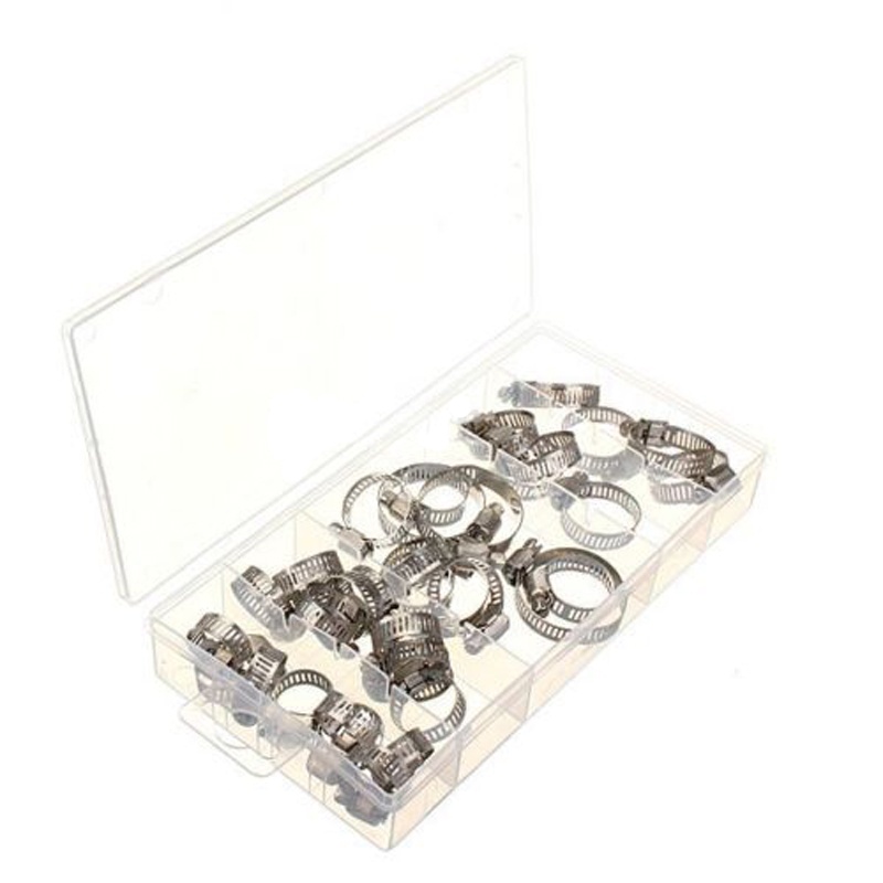 34pcs Assorted Stainless Steel Hose Clamp+Driver Jubilee Clip Style Set ...