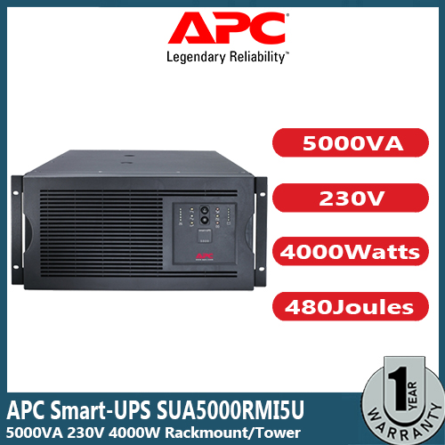 Smart UPS SUA5000RMI5U 5000VA 230V 4000W APC Rackmount/Tower 47 - 53 Hz ...