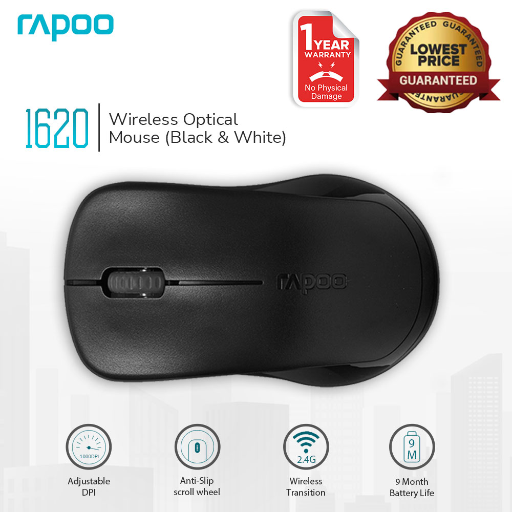 Rapoo 1620 2.4G 10m Wireless Mouse Working Range DPI 1000 Wireless ...