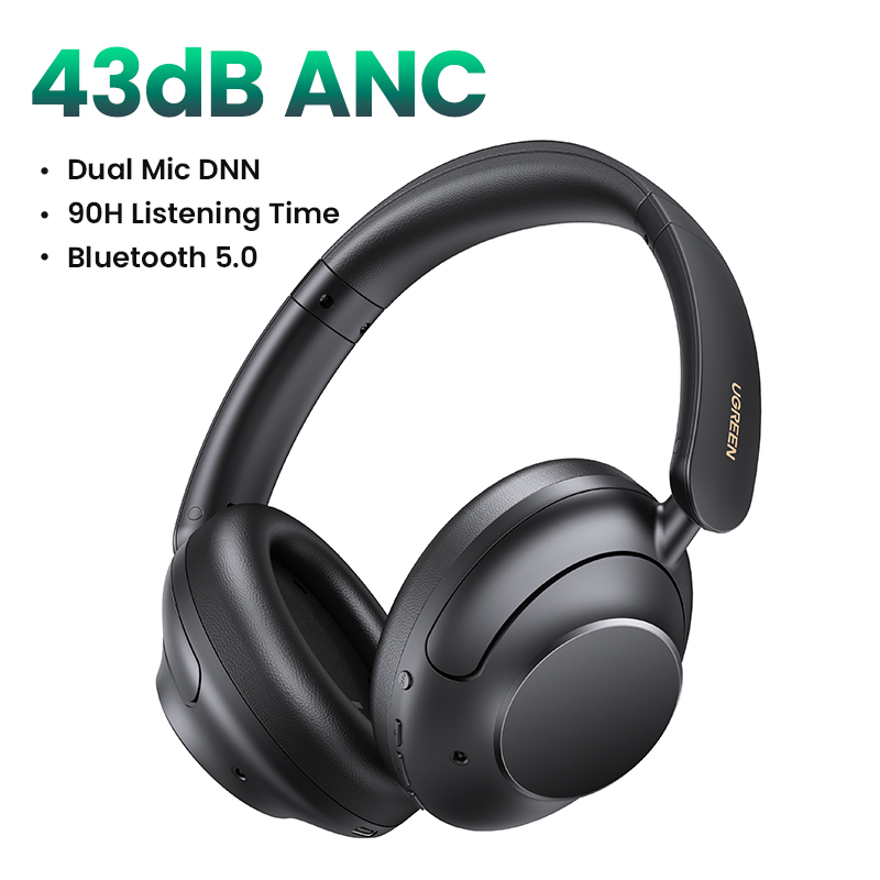 UGREEN Headphones HiTune Max5 Hybrid 43dB ANC Active Noise Cancelling Wireless Over Ear ...