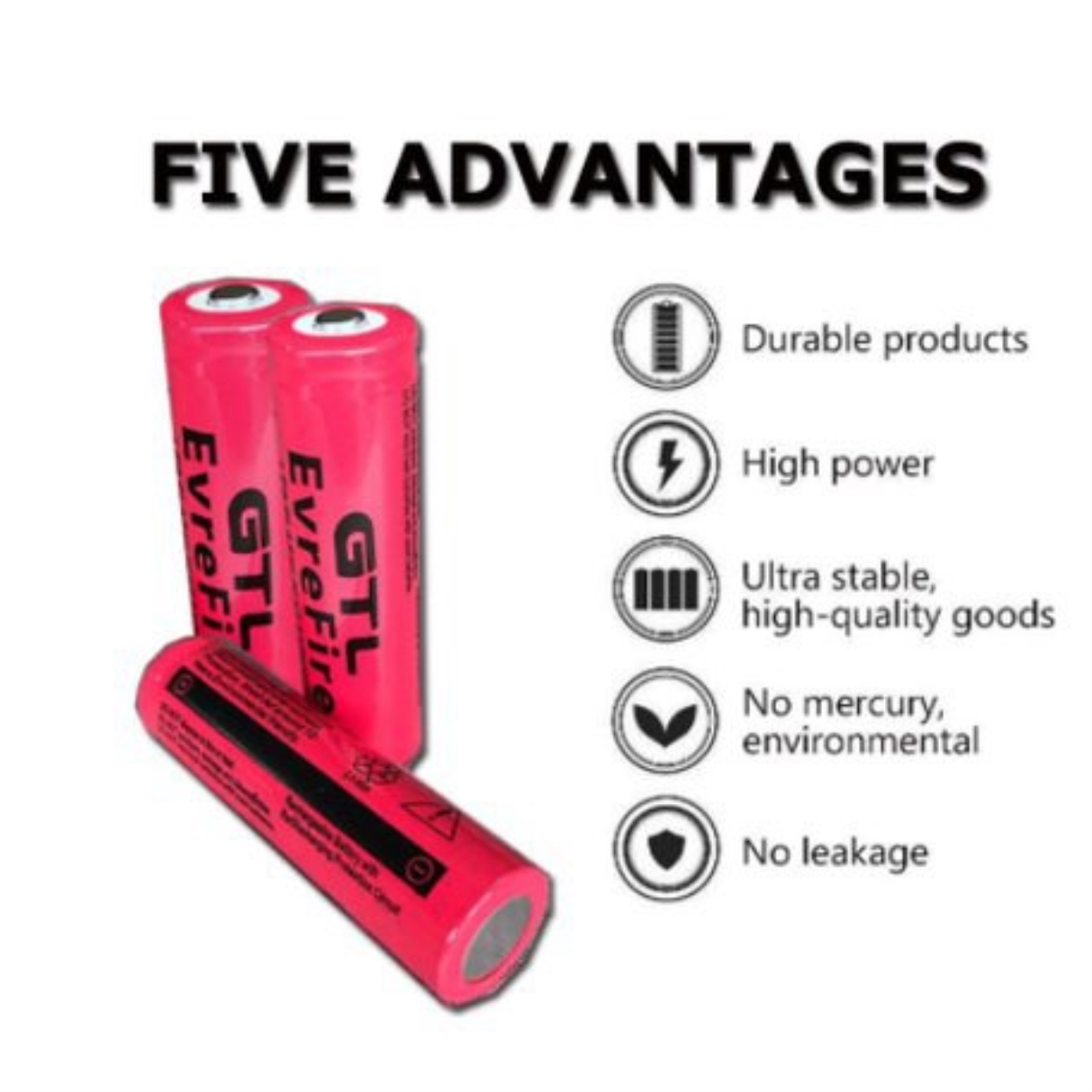 18650 Rechargeable Battery Lithium Li-ion Large Capacity for LED ...