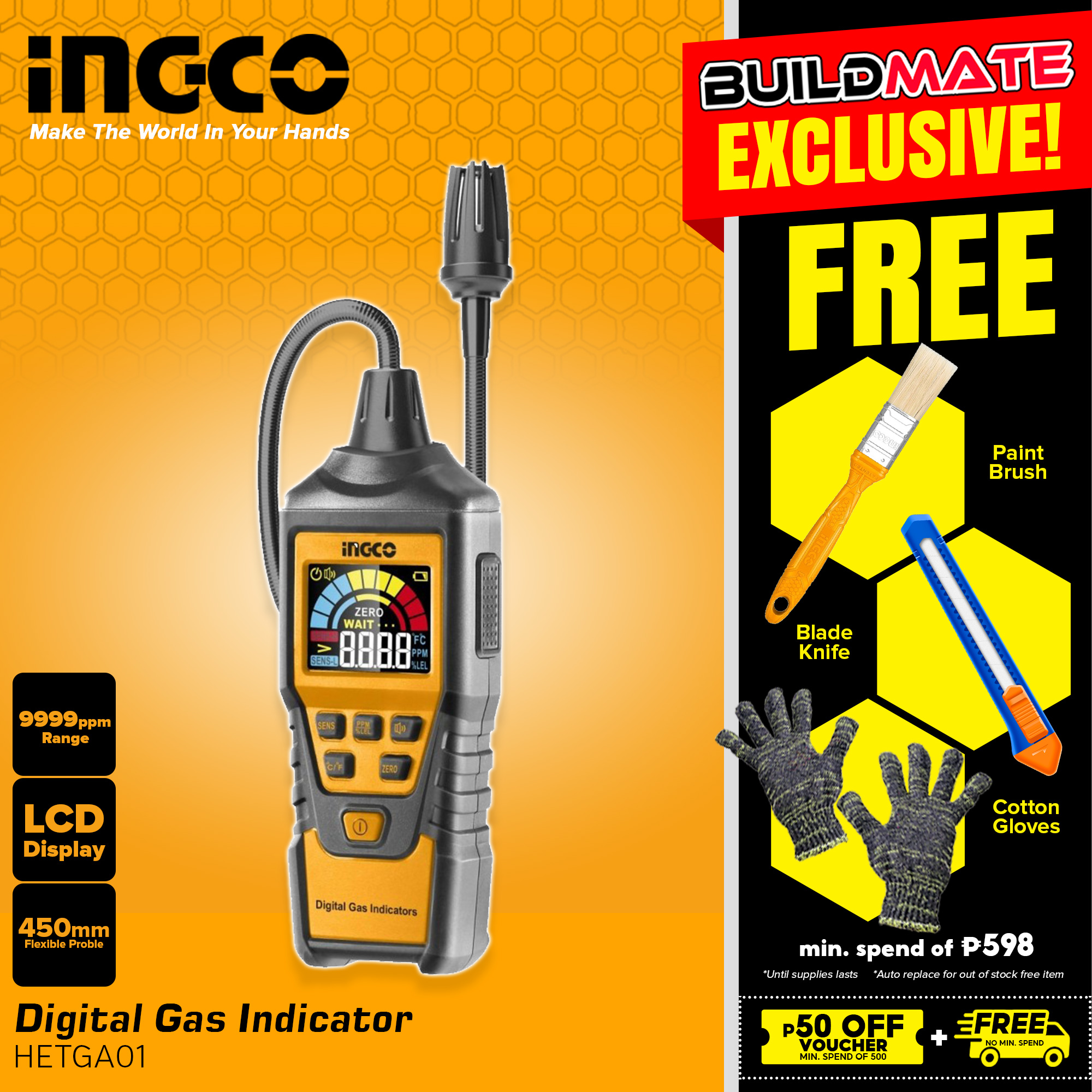 INGCO Digital Gas Indicator HETGA01 •BUILDMATE• IPT | Lazada PH