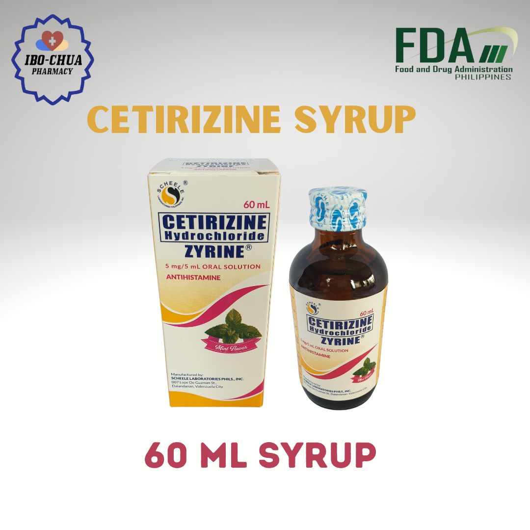 Cetirizine Hydrochloride (ZYRINE) 5mg/5mL Antihistamine 60mL syrup- 1 bottle | Lazada PH