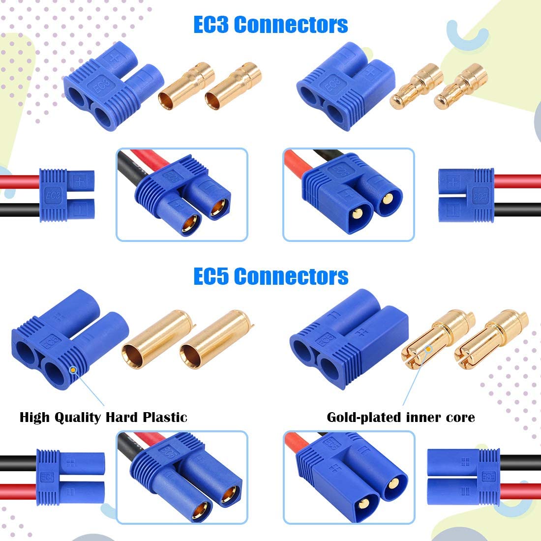 76pcs/90pcs T-plug / Xt60 / Xt90 / Ec3 / Ec5 Male & Female Plug Adapter ...