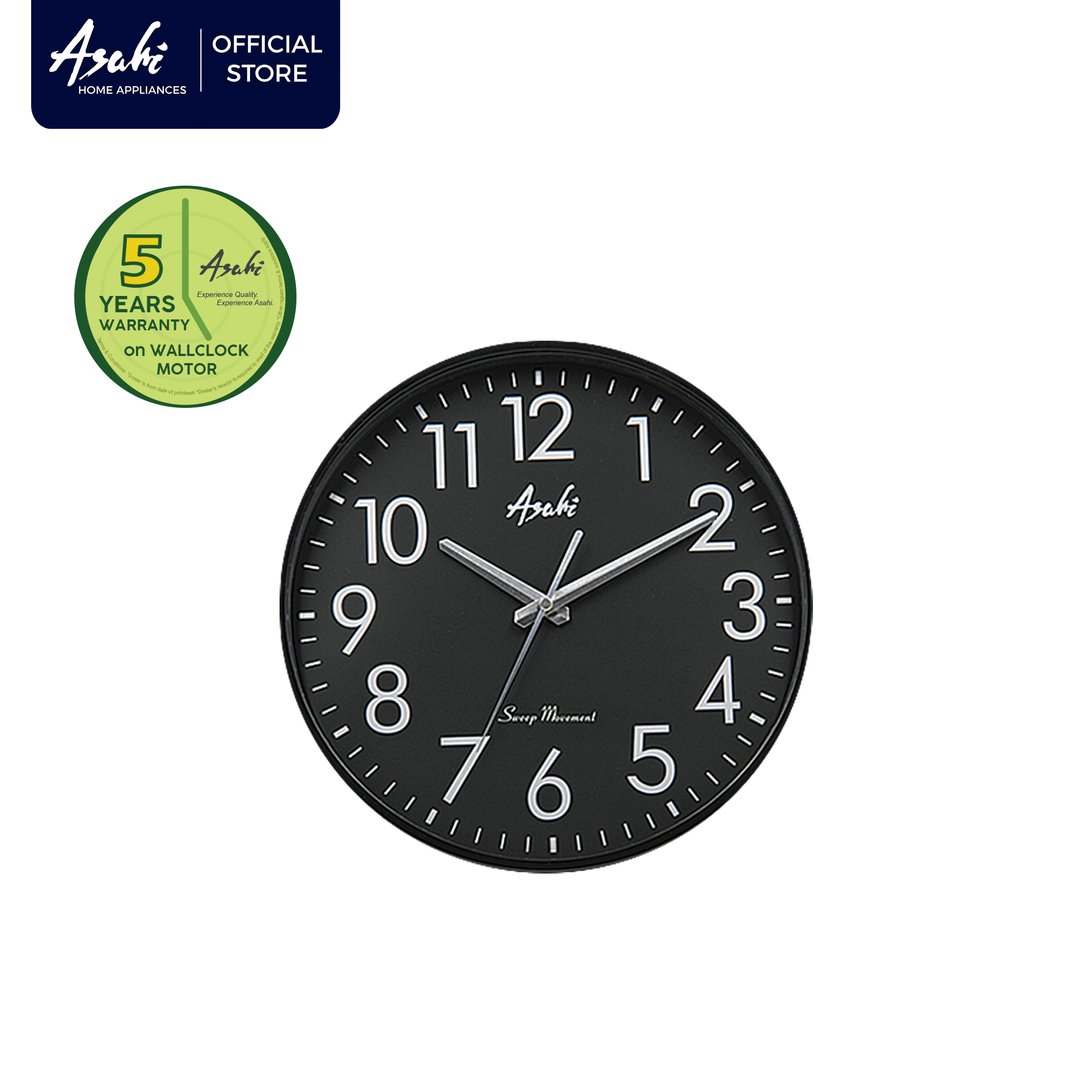 Asahi HC 2312 B Silent Sweep Round Wall Clock 12 inches | Lazada PH