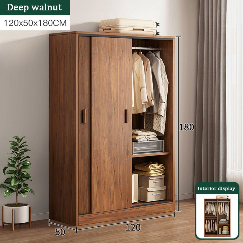 【On Hand】Nordic Luxury Sliding Door Wardrobe Cabinet Wood Furniture ...