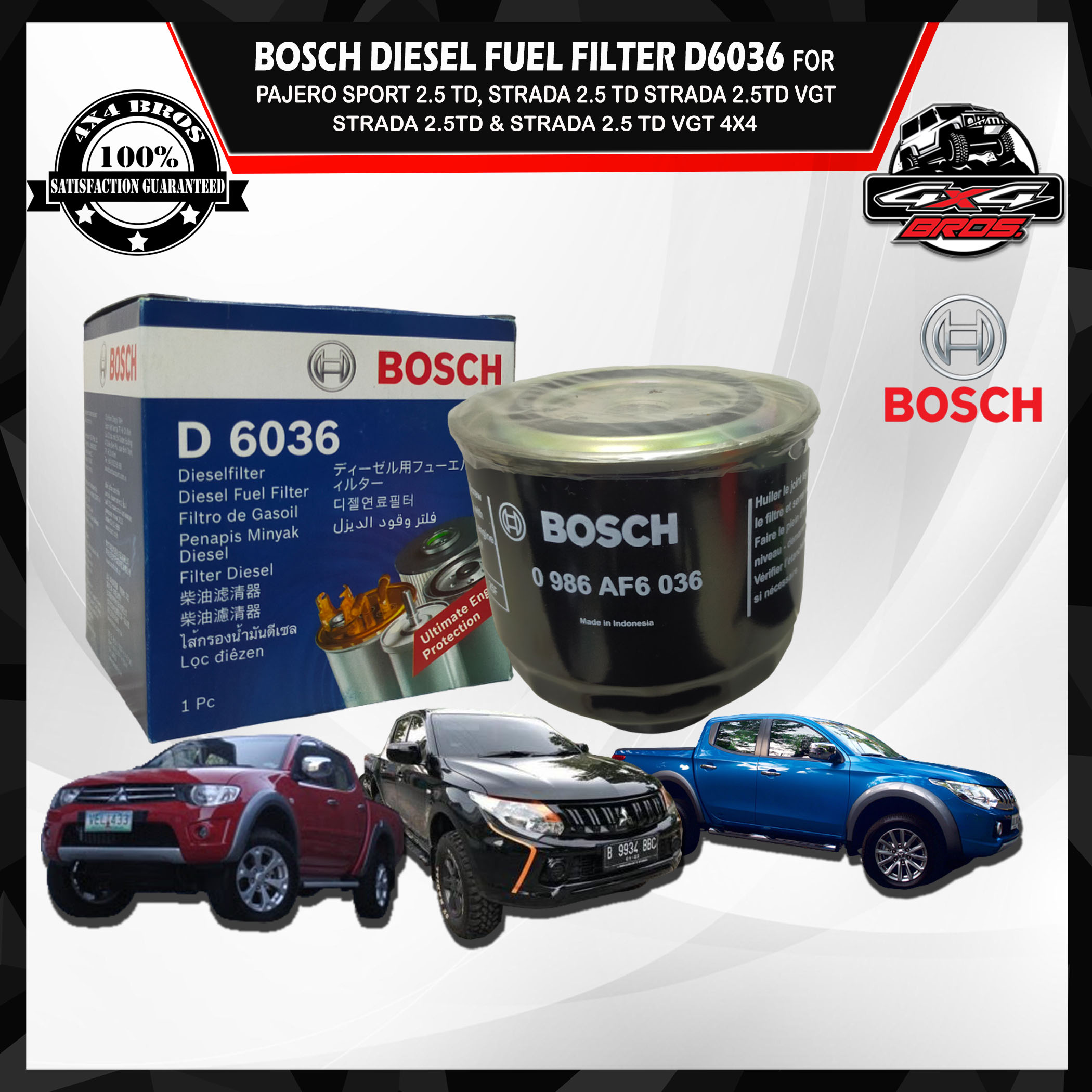 BOSCH FUEL FILTER for Pajero Sport 2.5TD, Strada 2.5TD, Strada 2.5TD ...